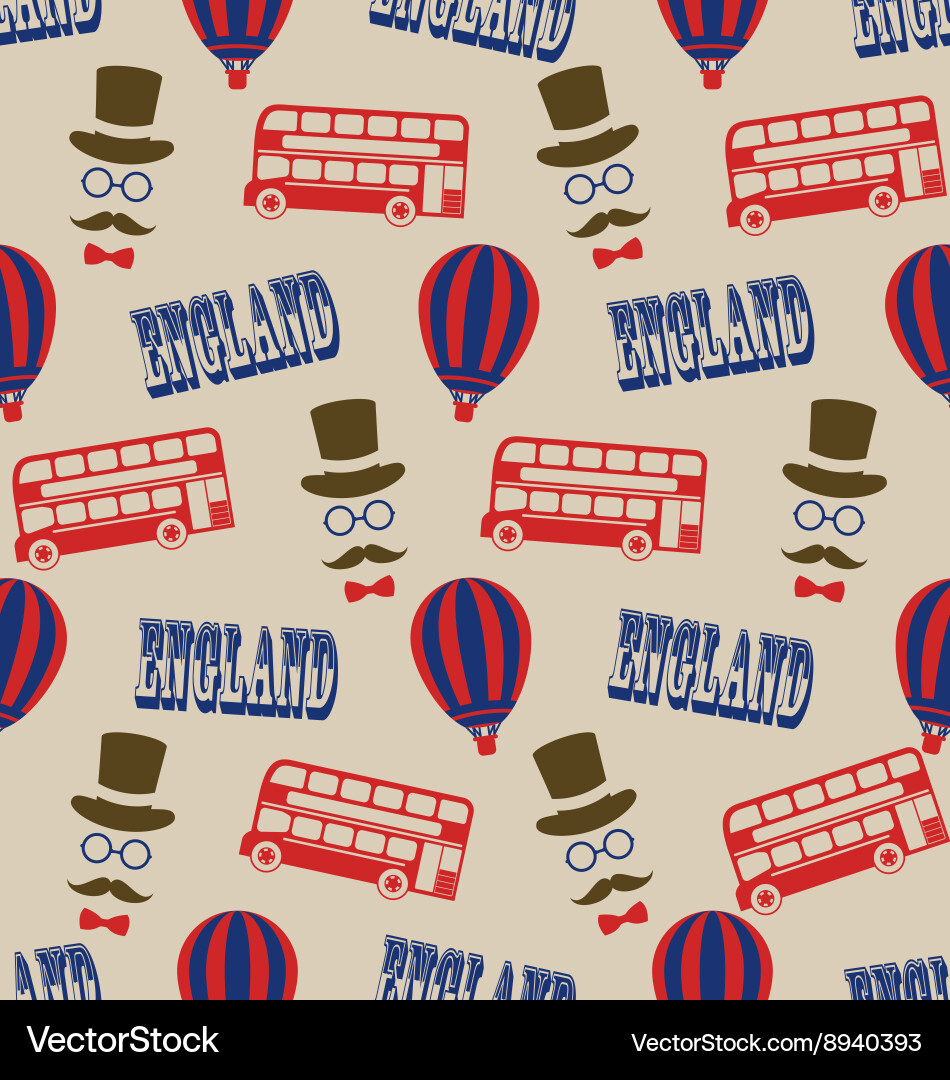Retro seamless english texture with colorful Vector Image