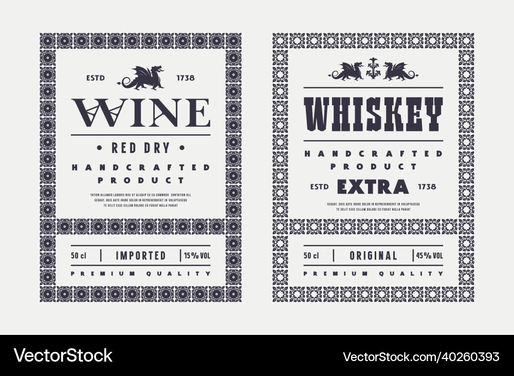 Set of template decorative label for whiskey Vector Image