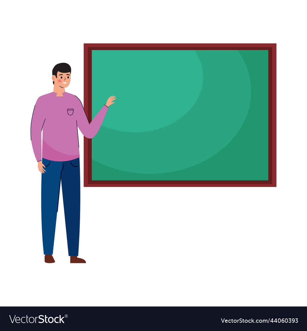 Teacher man with chalkboard Royalty Free Vector Image
