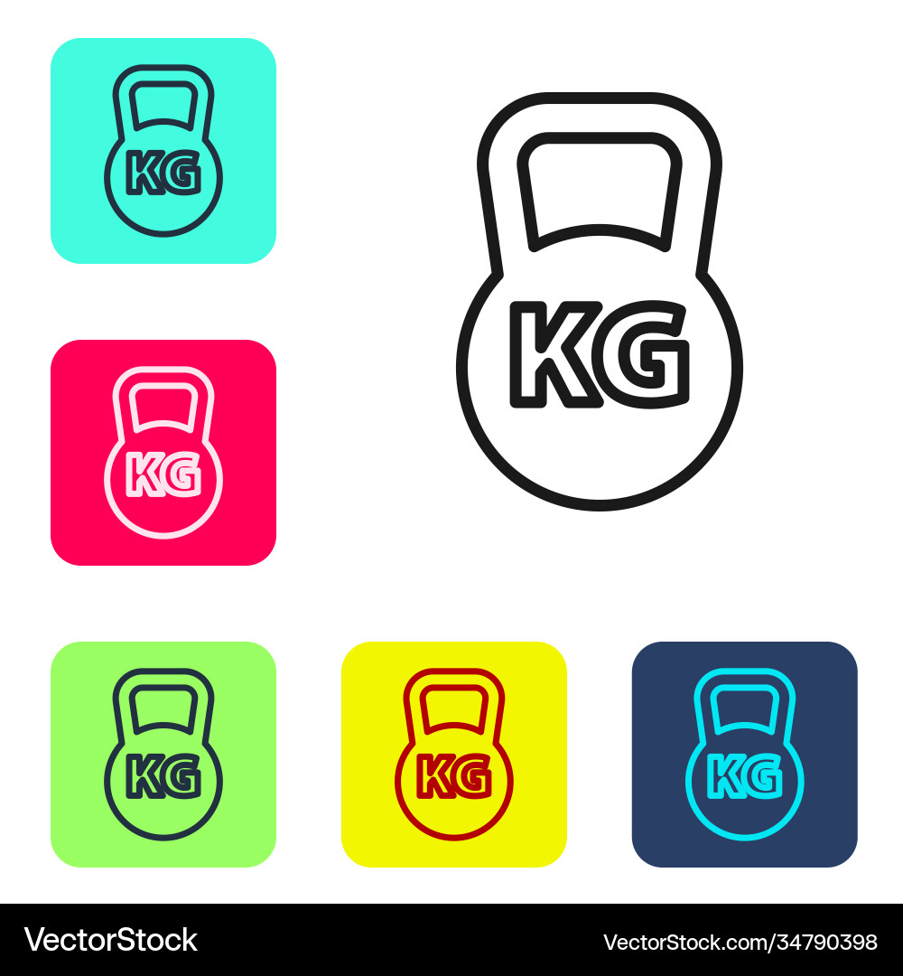 Black line kettlebell icon isolated on white Vector Image
