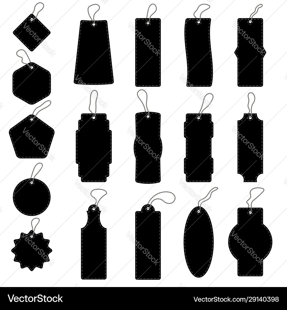 Black paper price tags gift label set Royalty Free Vector