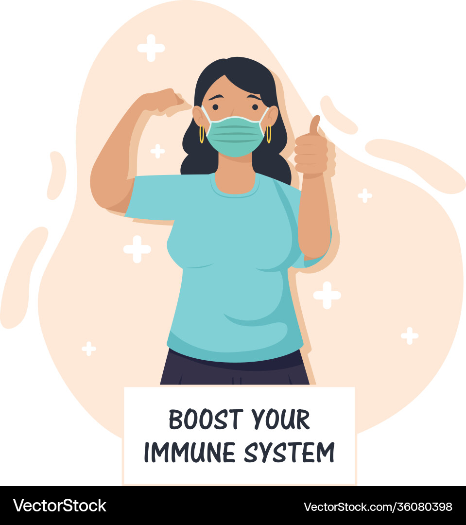 Boost your immune system lettering with woman Vector Image