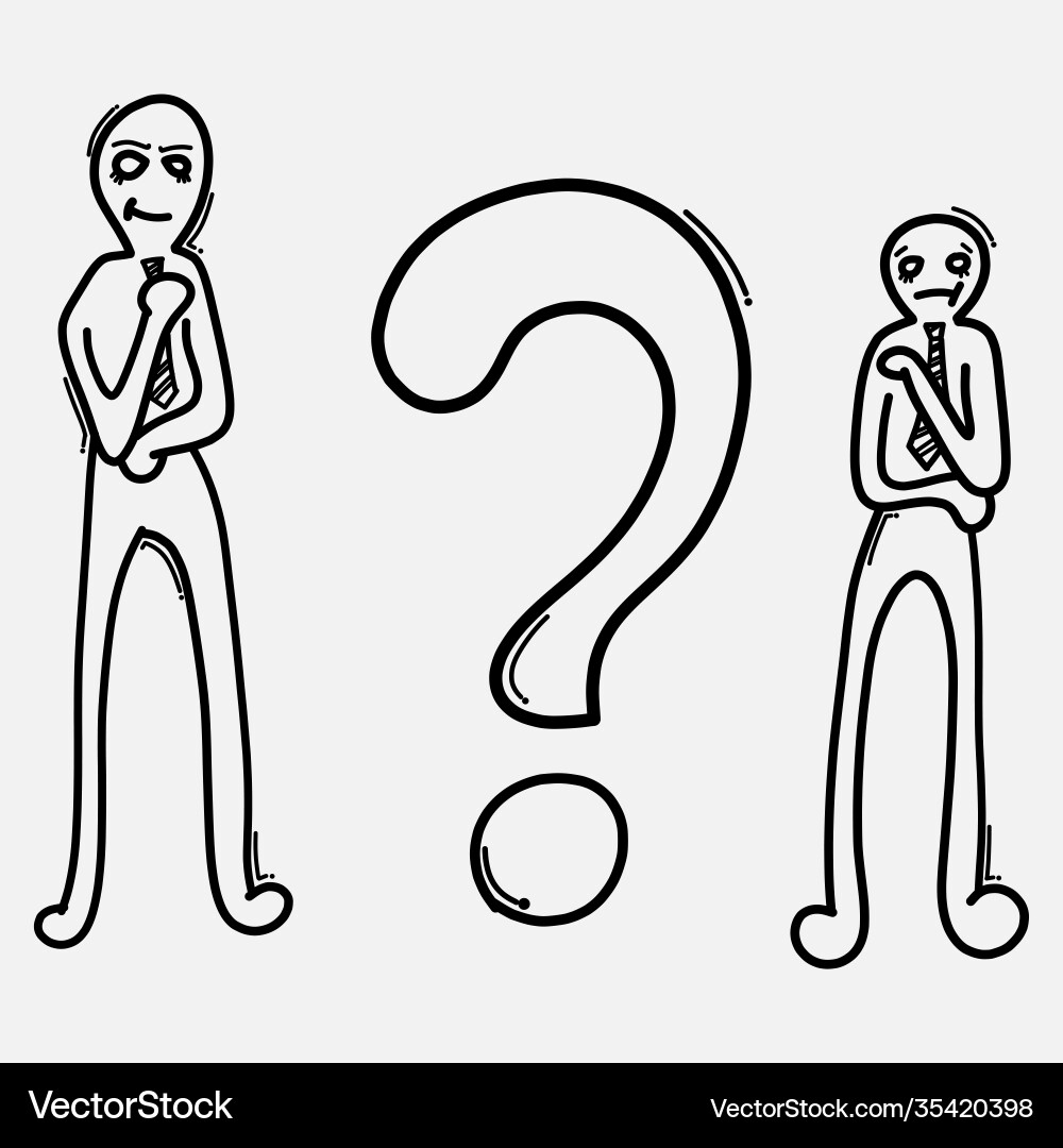 Businessman thinking doodle icon drawing sketch Vector Image