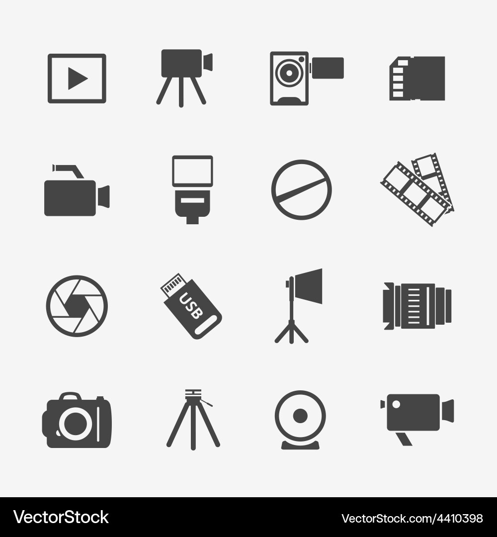Camera and photo icons Royalty Free Vector Image