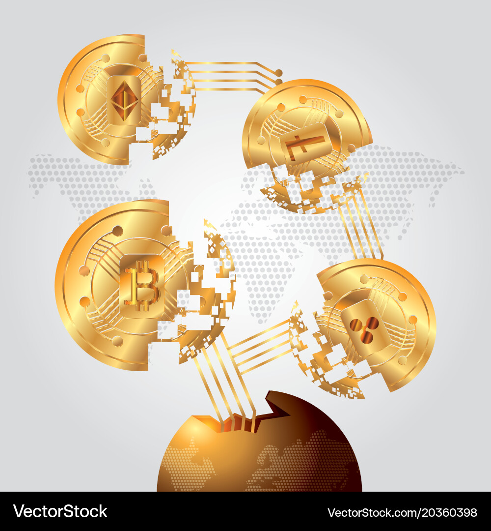 Coins of cryptocurrency design Royalty Free Vector Image