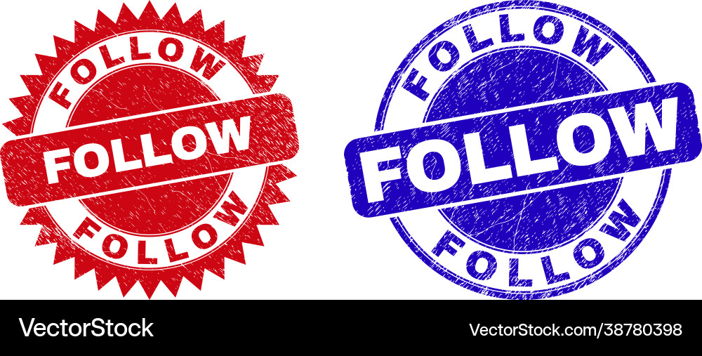 Follow rounded and rosette stamp seals with Vector Image