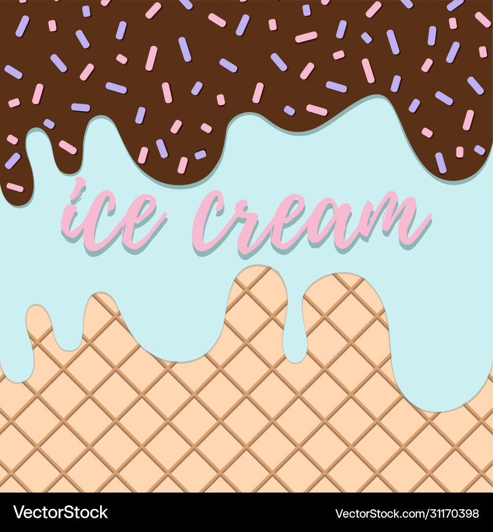Ice cream with chocolate dripping glaze melted Vector Image