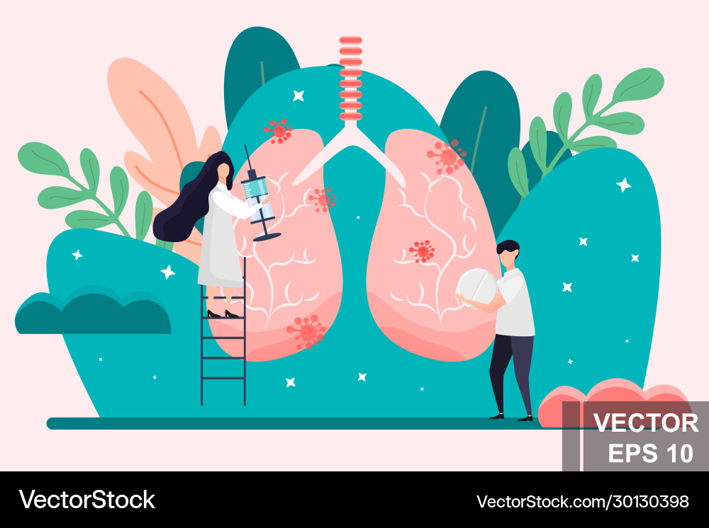 Lung treatment pulmanology flat style concept Vector Image