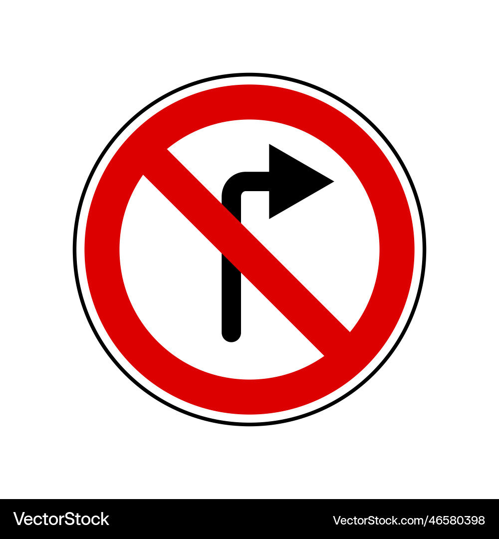 No right turn road sign Royalty Free Vector Image