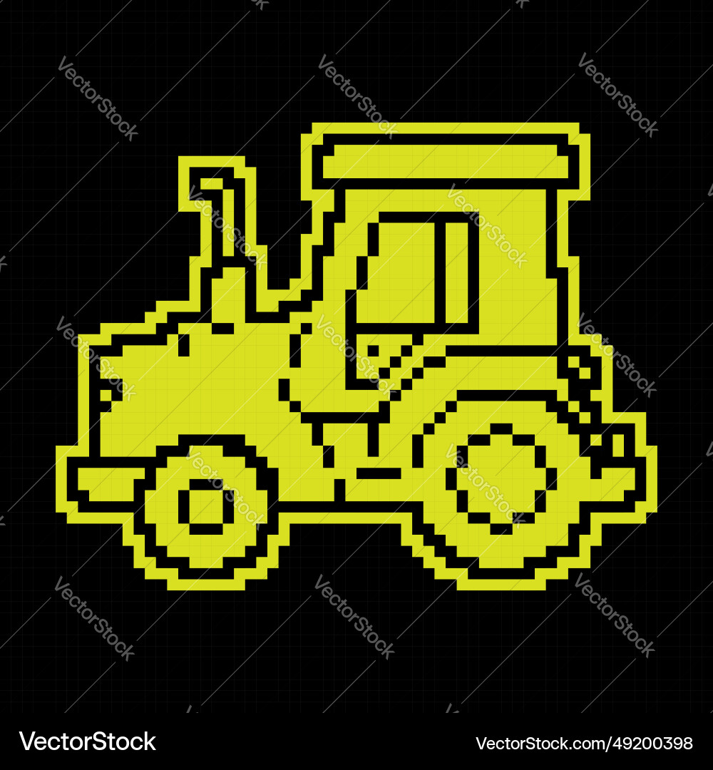 Pixel silhouette icon agricultural tractor Vector Image