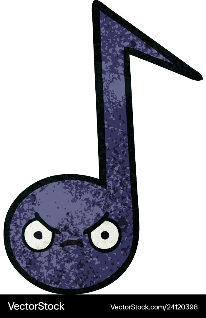 Retro grunge texture cartoon musical note Vector Image