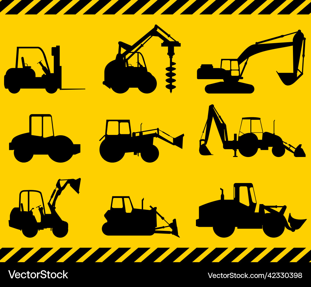 Set of heavy construction machines Royalty Free Vector Image