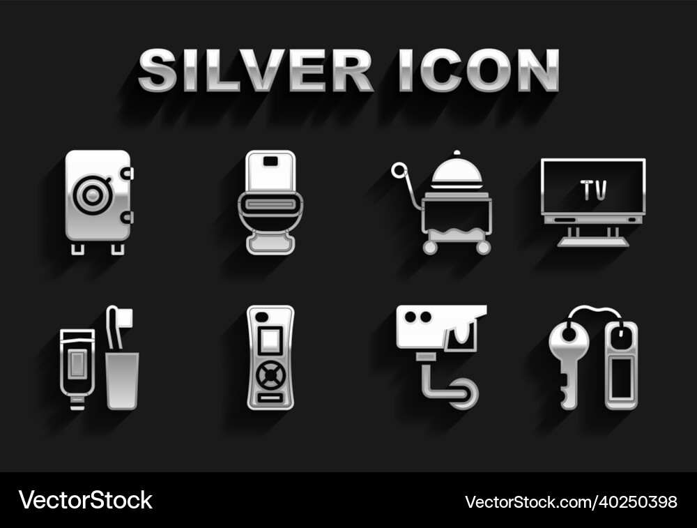 Set remote control smart tv hotel door lock key Vector Image