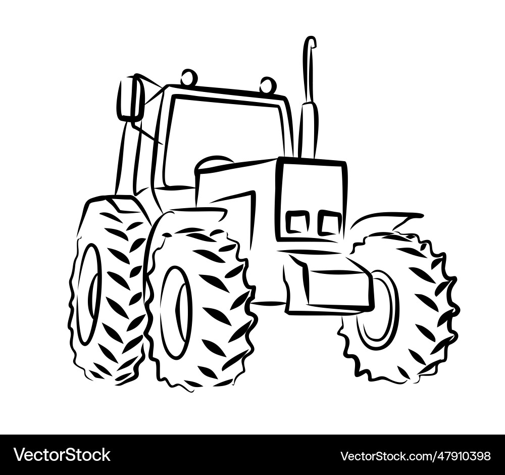 Sketch of a tractor Royalty Free Vector Image - VectorStock