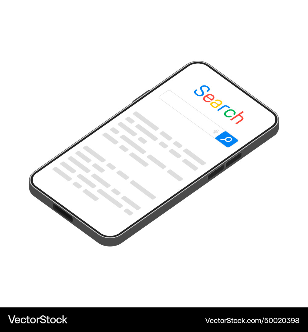 Smartphone with search bar on screen mobile phone Vector Image