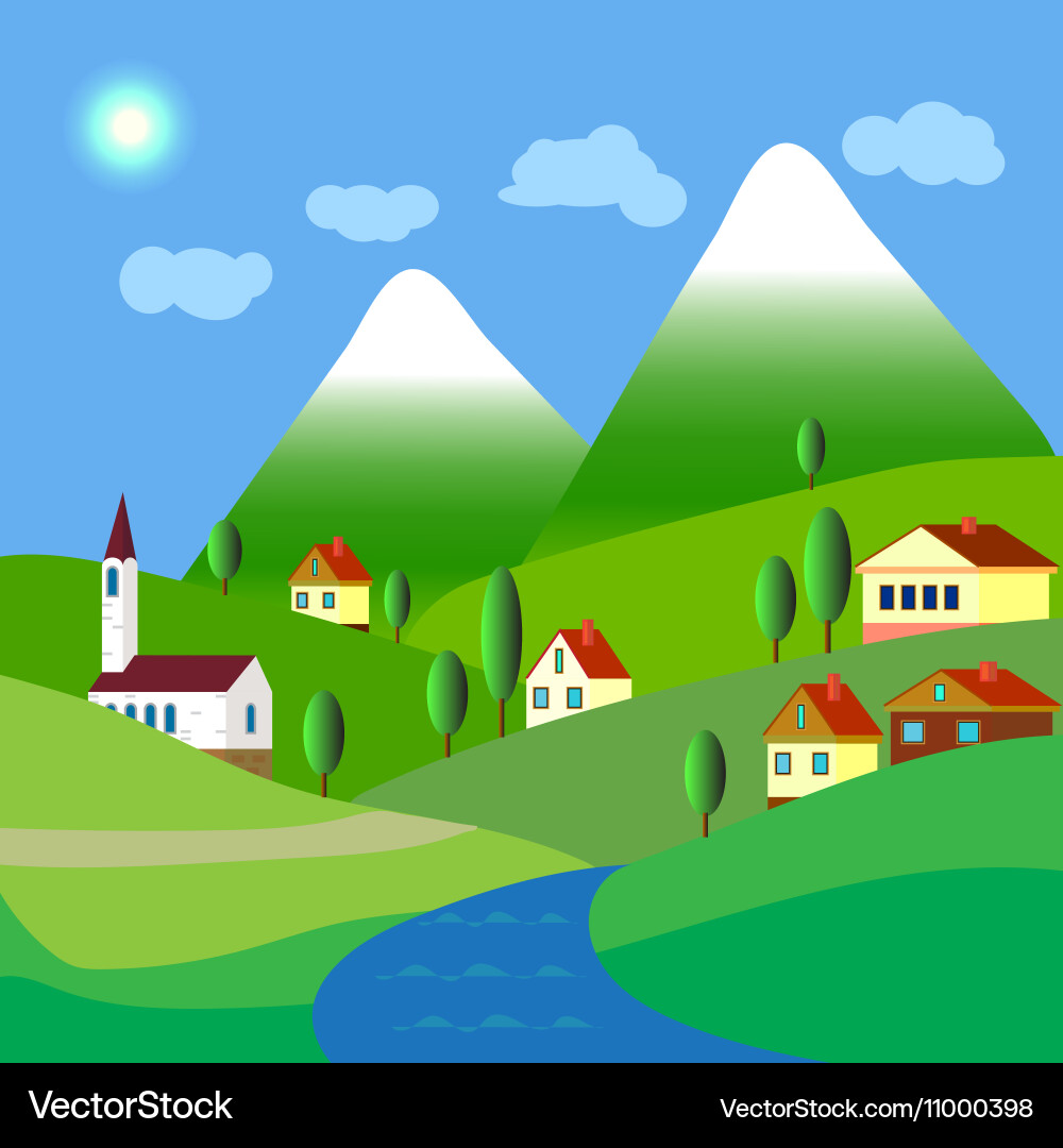 Village landscapes Royalty Free Vector Image - VectorStock