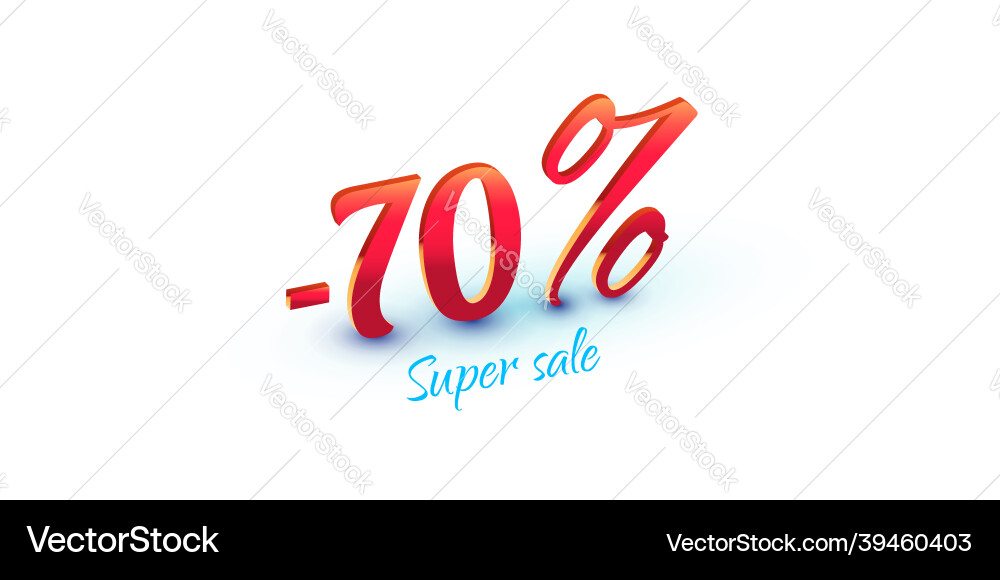 70 percent red colored numbers isolated on white Vector Image