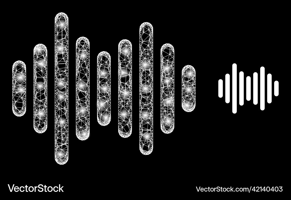 Bright mesh sound signal with lightspots Vector Image
