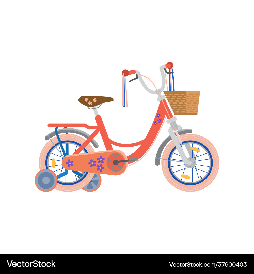 Children two-wheels with extra wheels cartoon Vector Image