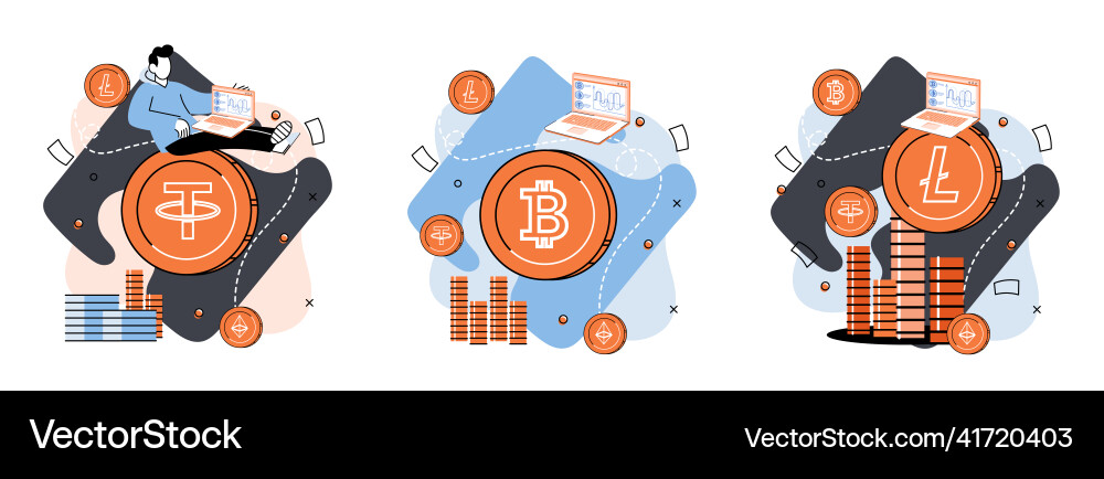 Cryptocurrency marketplace design with man crypto Vector Image