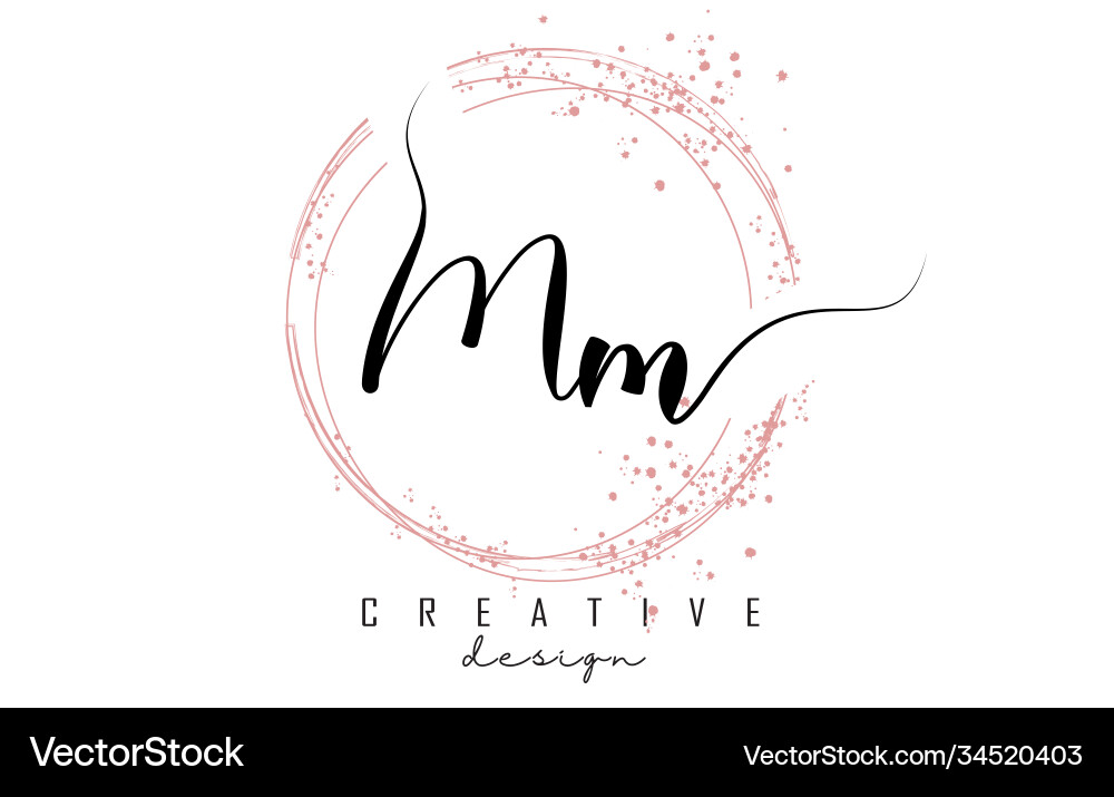 Handwritten mm m m letter logo with sparkling Vector Image