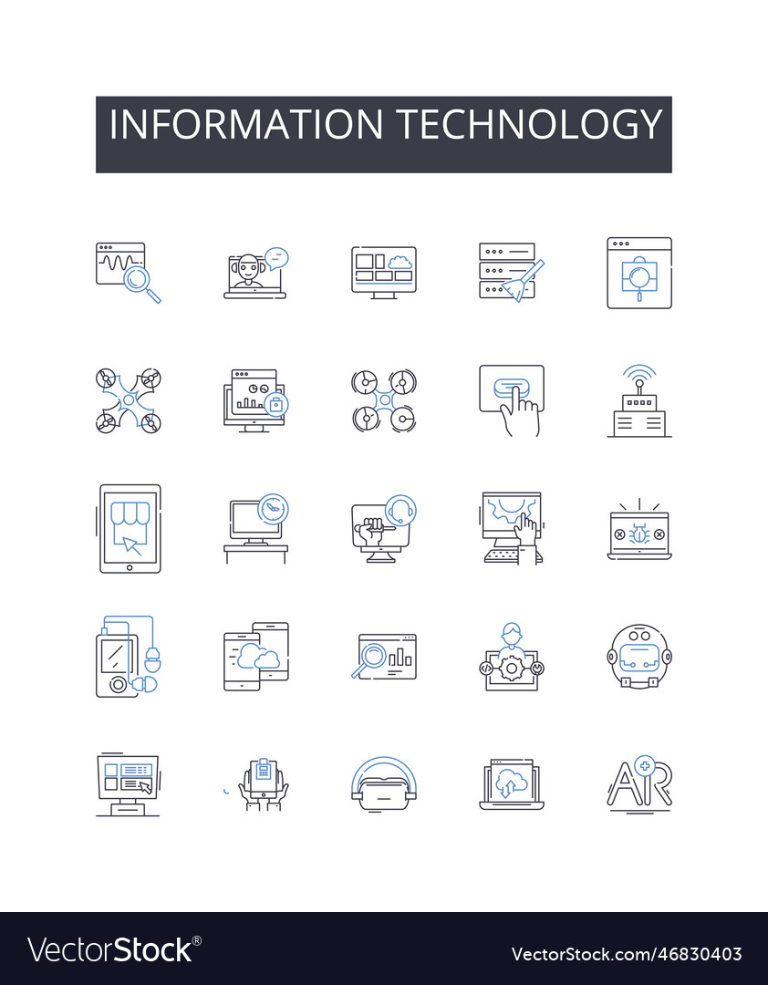Information technology line icons collection Vector Image Information technology line icons collection Vector Image