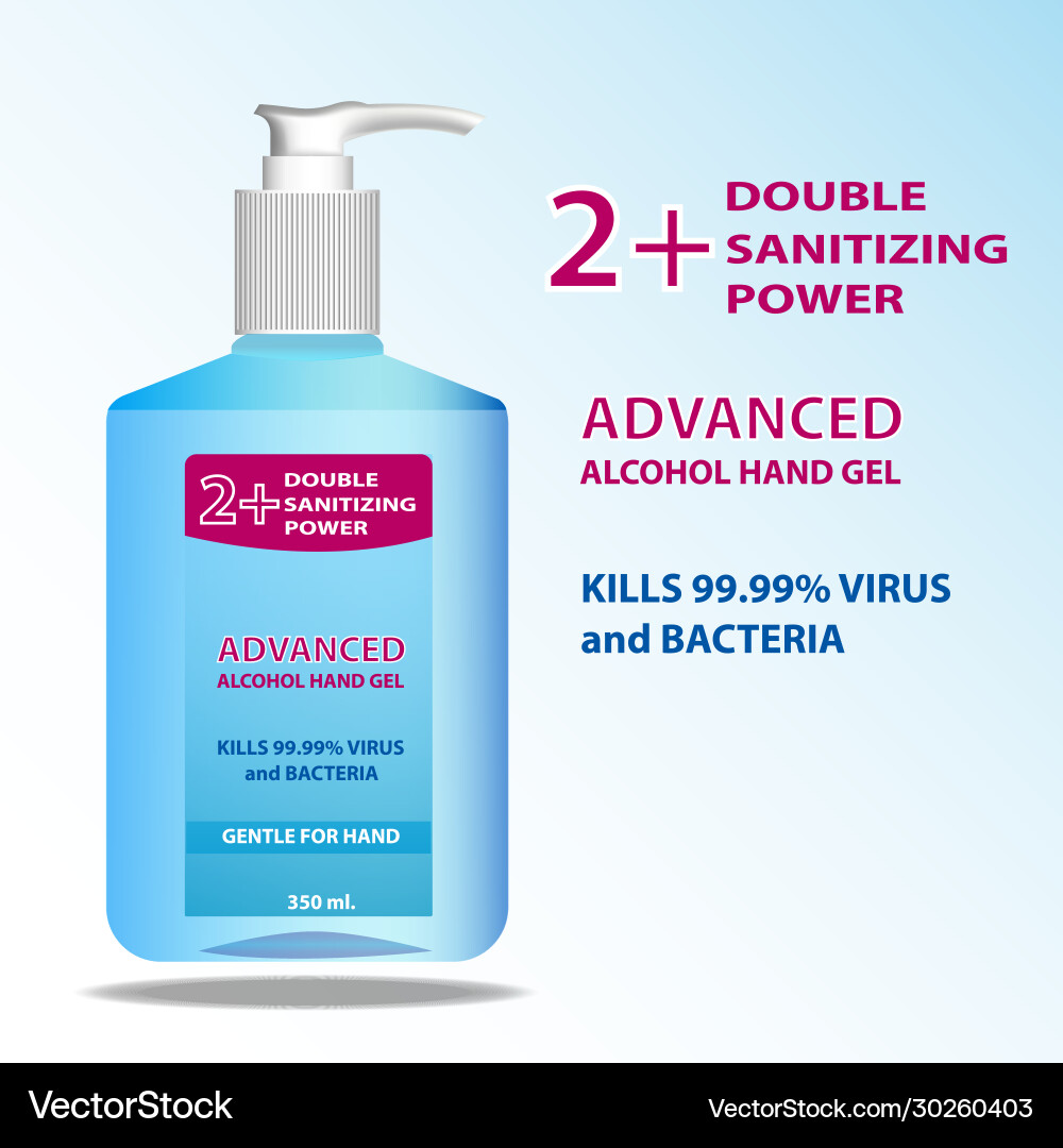 Realistic blue bottle pump alcohol hand gel Vector Image