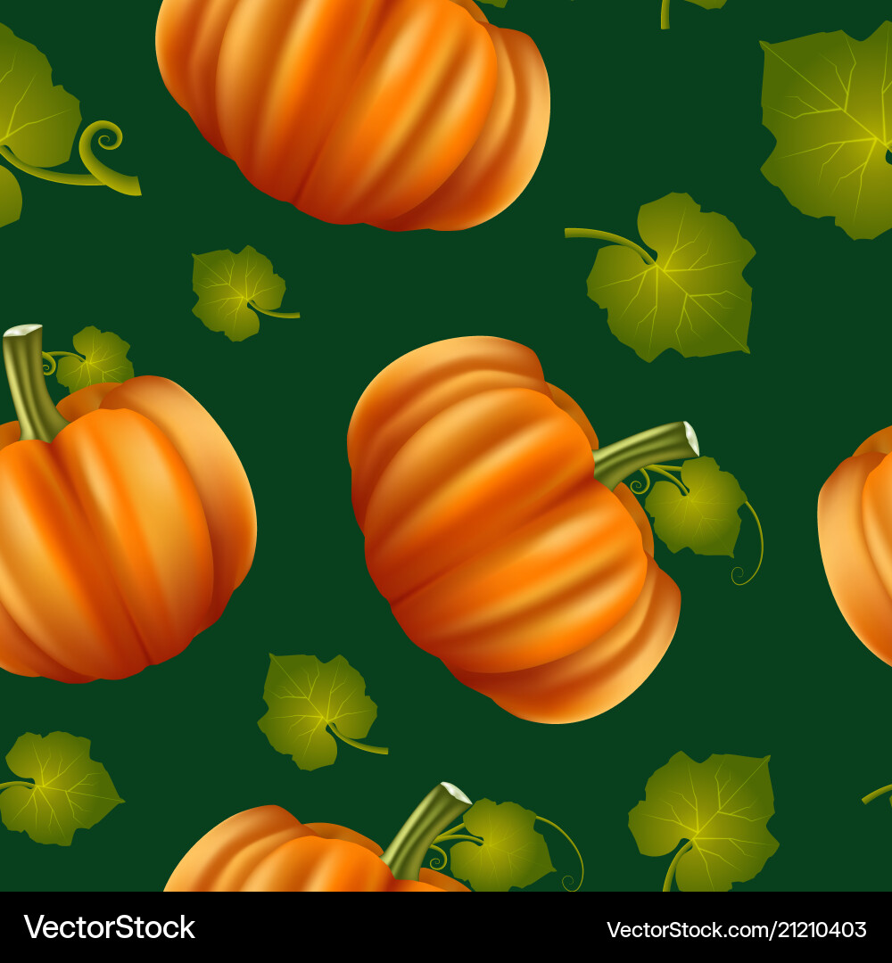 Realistic detailed 3d pumpkins seamless pattern Vector Image