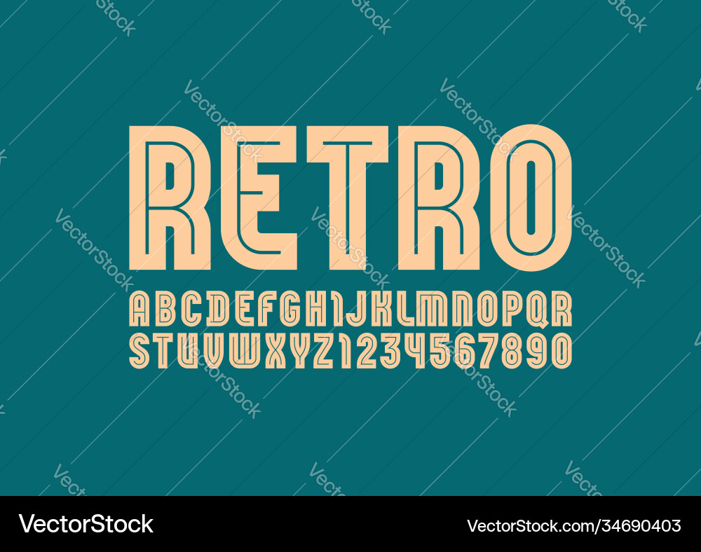 Retro font trendy striped alphabet Royalty Free Vector Image