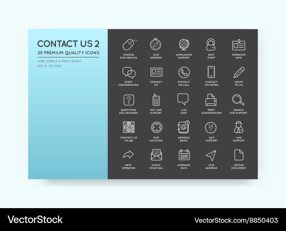 Set of contact us service elements and assistance Vector Image