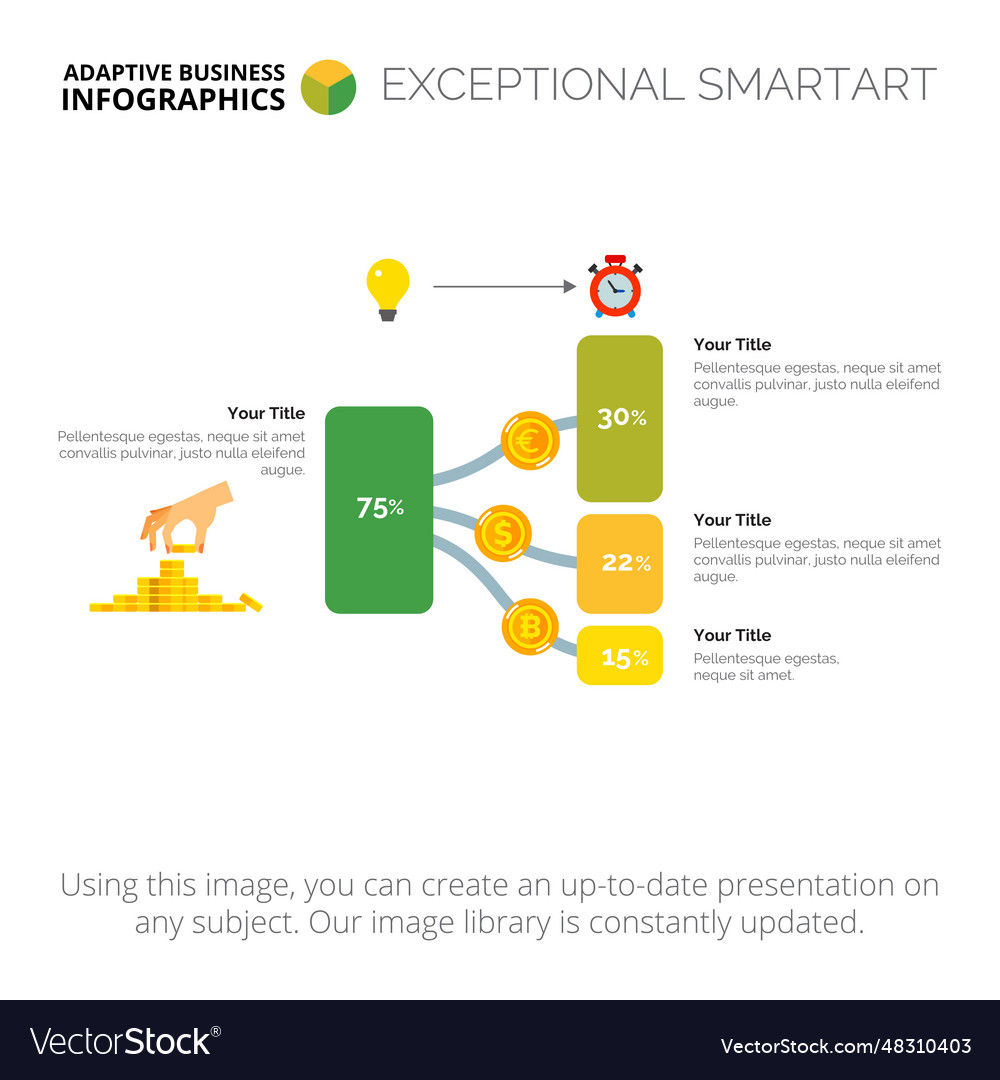 Tree chart with three elements template Royalty Free Vector