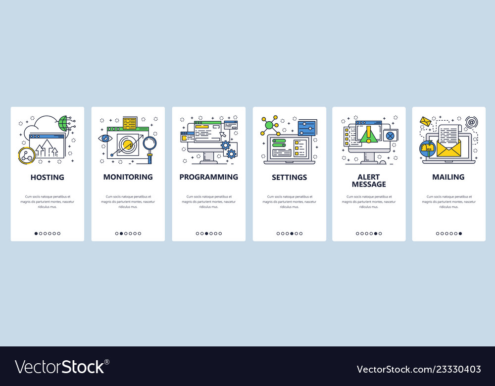 Web site onboarding screens computer and internet Vector Image Web site onboarding screens computer and internet Vector Image