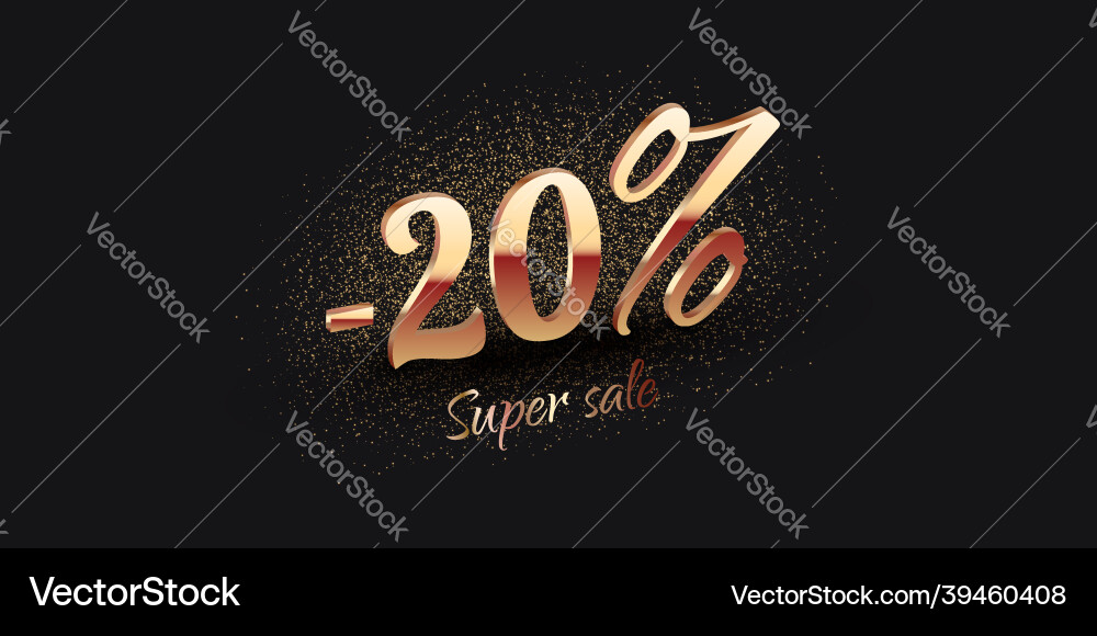 20 percent salling background with golden shiny Vector Image