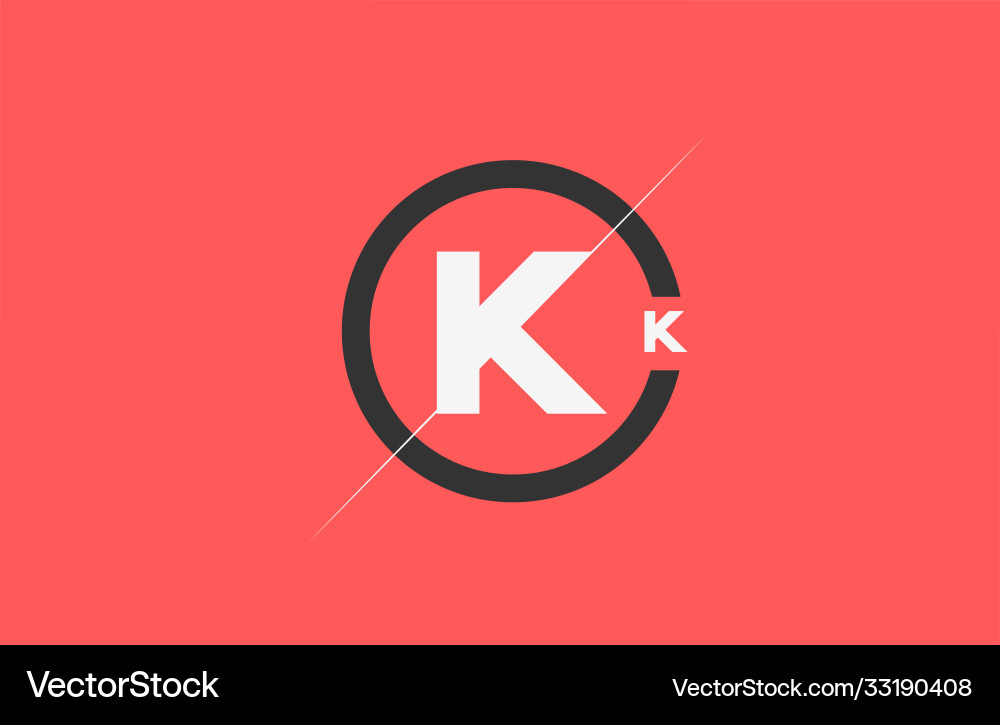 Black white pink k alphabet letter logo icon Vector Image
