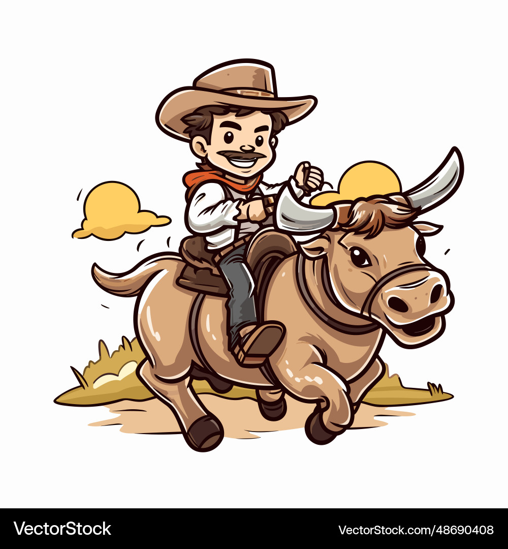 Cowboy riding a bull rodeo Royalty Free Vector Image