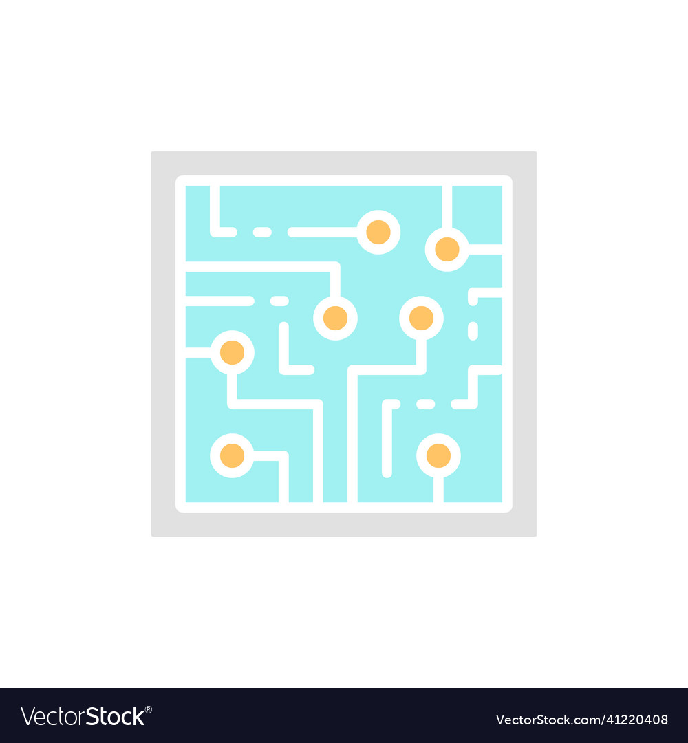 Cpu computer chip electronic circuit processor Vector Image