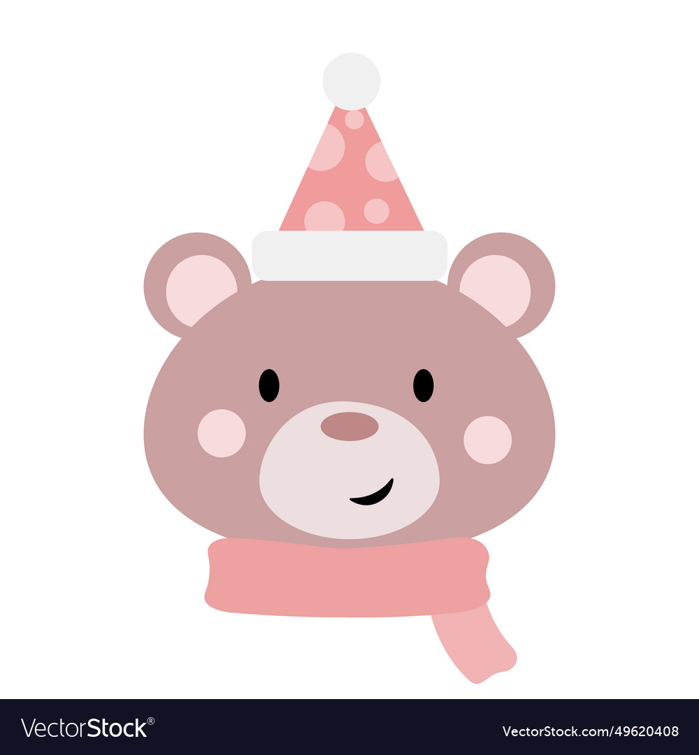 Cute festive bear clip art flat design element Vector Image