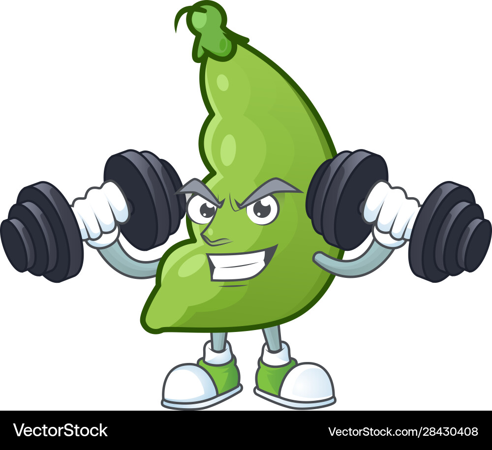 Fitness exercise broad beans mascot icon Vector Image