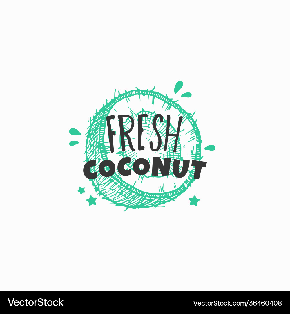 Fresh coconut badge label or logo template hand Vector Image