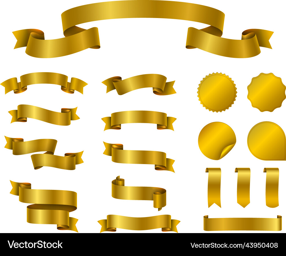 Gold ancient ribbons golden caption banners Vector Image