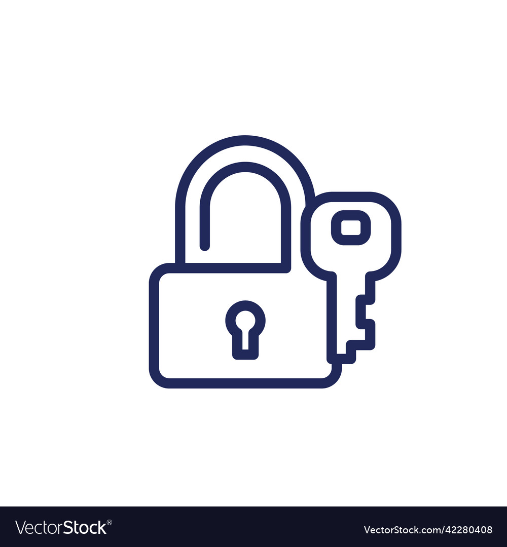 Lock and key line icon Royalty Free Vector Image