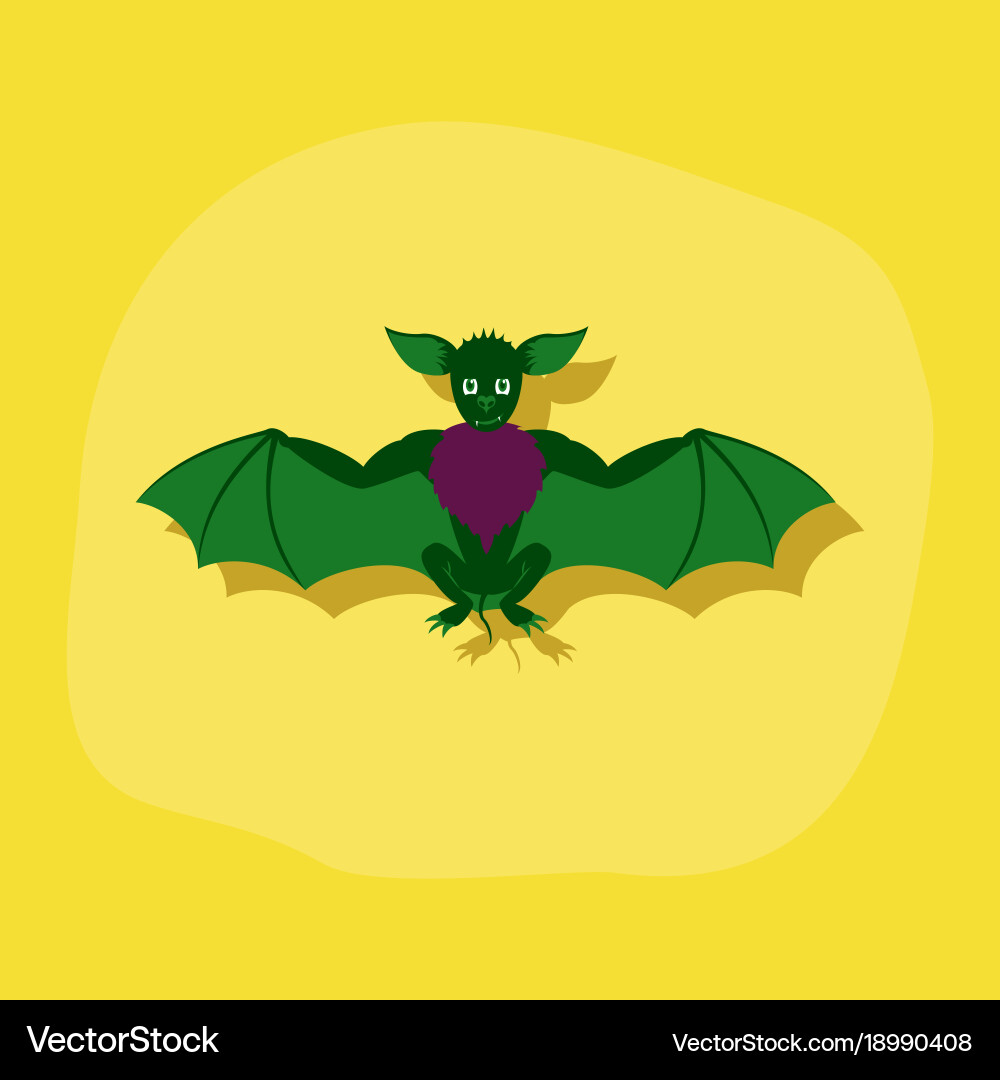 Paper sticker on stylish background cute bat Vector Image
