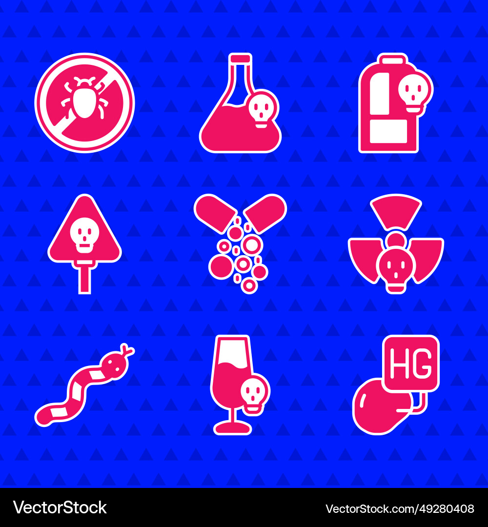 Set poisoned pill alcohol drop of mercury Vector Image