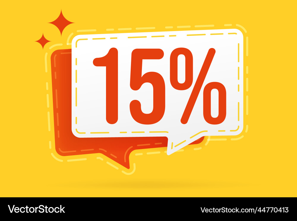 15 percent promo label template Royalty Free Vector Image
