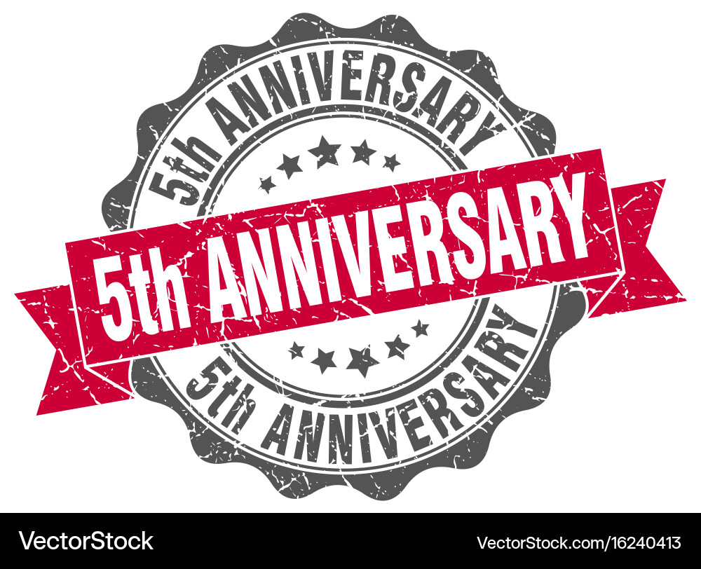 5th anniversary stamp sign seal Royalty Free Vector Image