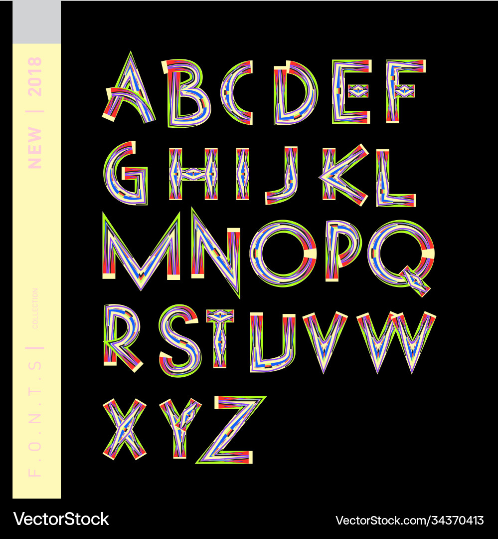 Abstract colorful font and alphabet Royalty Free Vector
