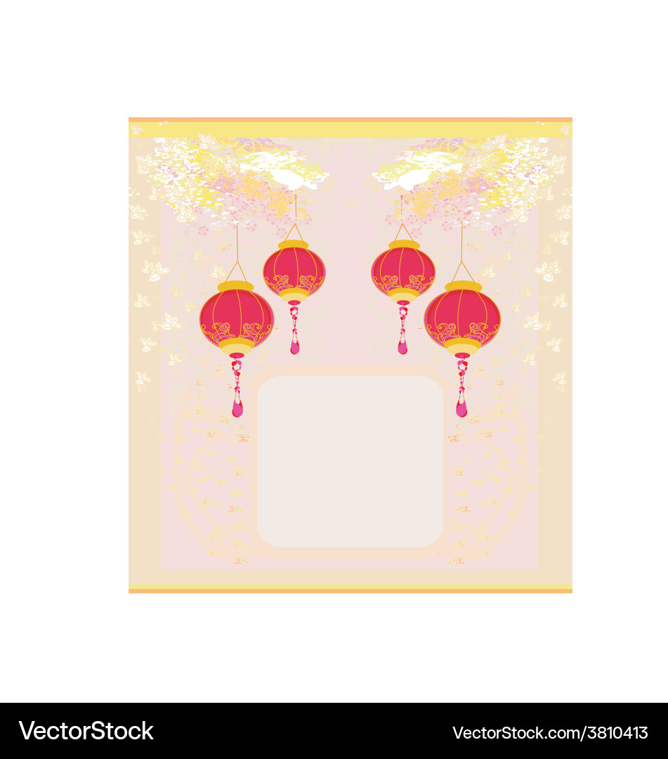 Chinese new year with lanterns card Royalty Free Vector