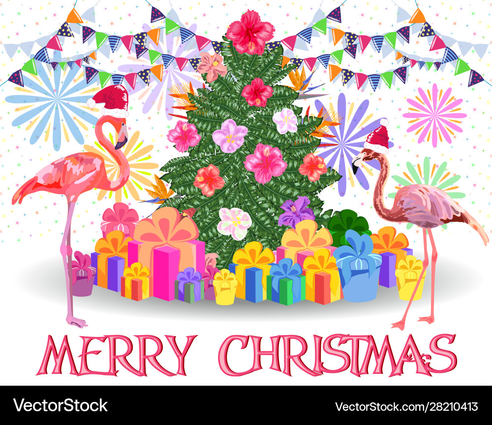 Christmas tree made tropical monstera leaves Vector Image