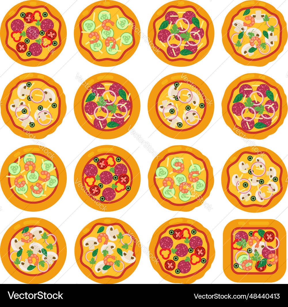 Collection of italian pizza Royalty Free Vector Image