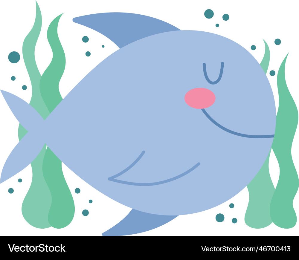 Cute cartoon fish in underwater reef Royalty Free Vector